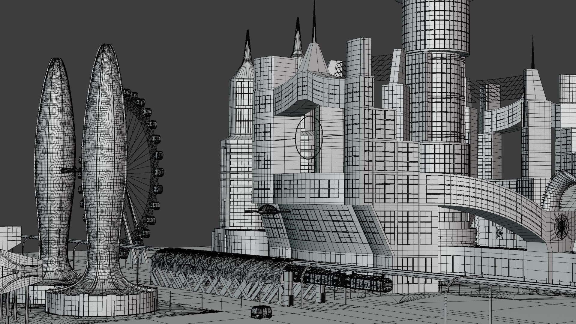 3D Model Future City With Elevated Train - TurboSquid 2210298