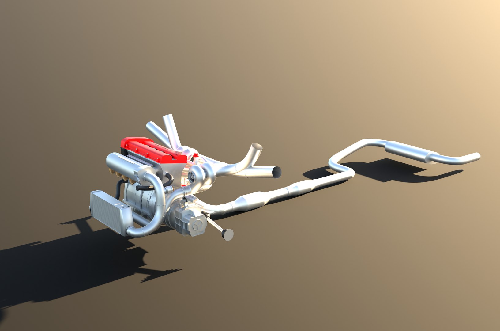 3D 4 Cylinder Engine With Simple Internals Model - TurboSquid 1807319