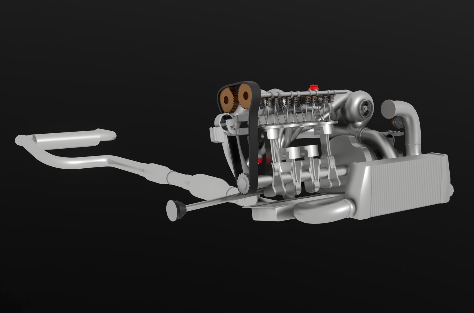 3D 4 Cylinder Engine With Simple Internals Model - TurboSquid 1807319