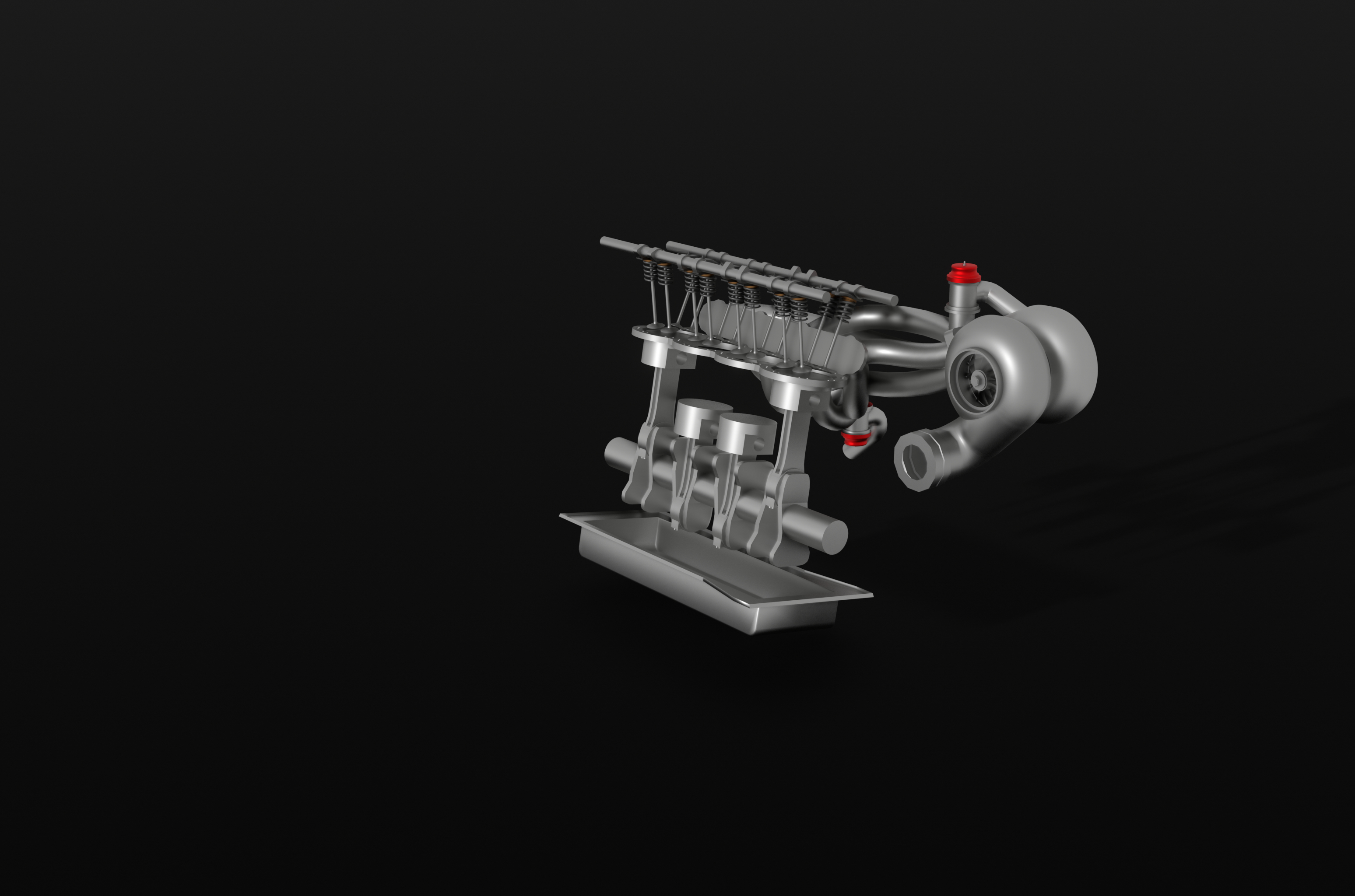 3D 4 cylinder engine with simple internals model - TurboSquid 1807319