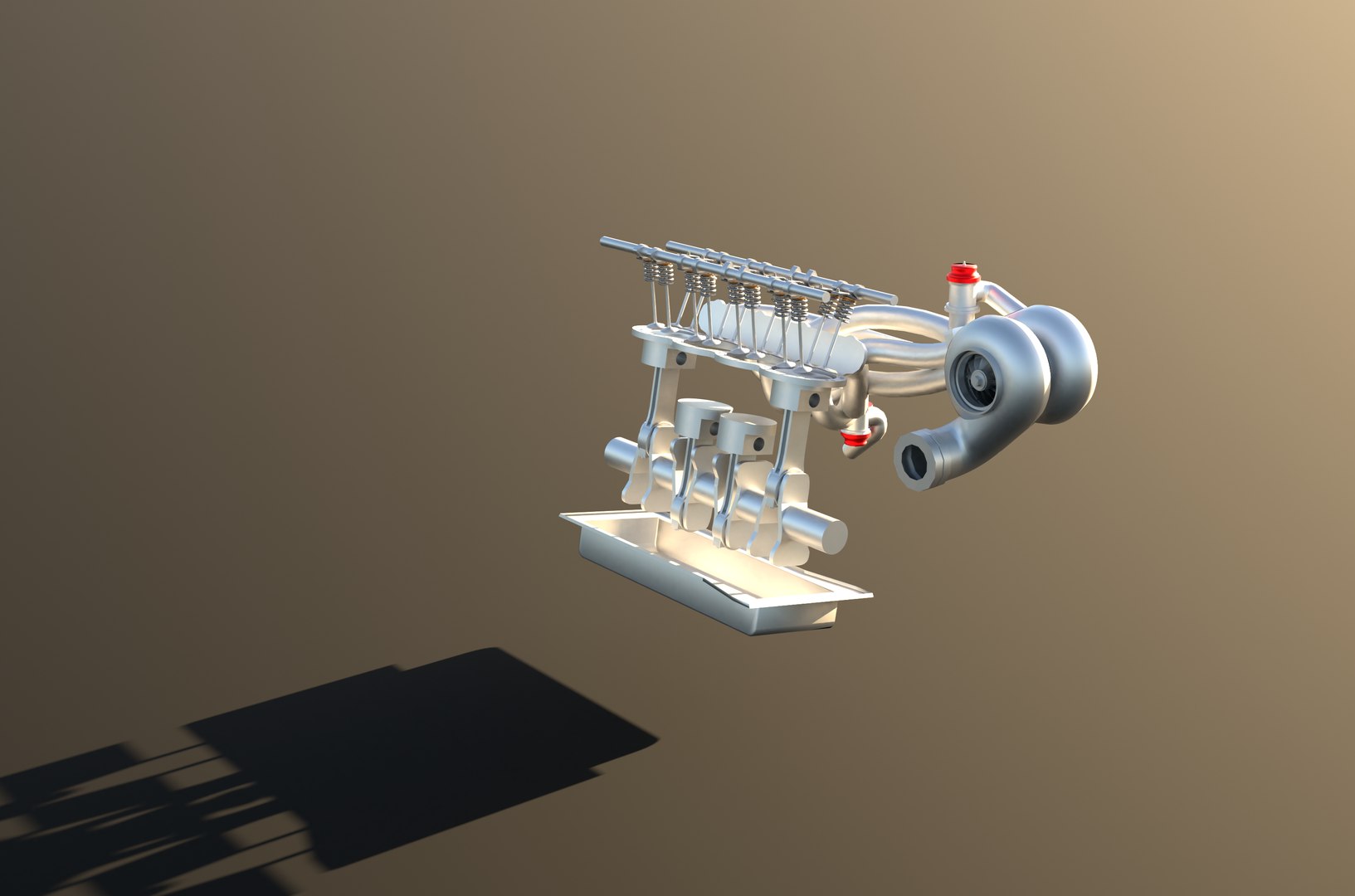 3D 4 Cylinder Engine With Simple Internals Model - TurboSquid 1807319