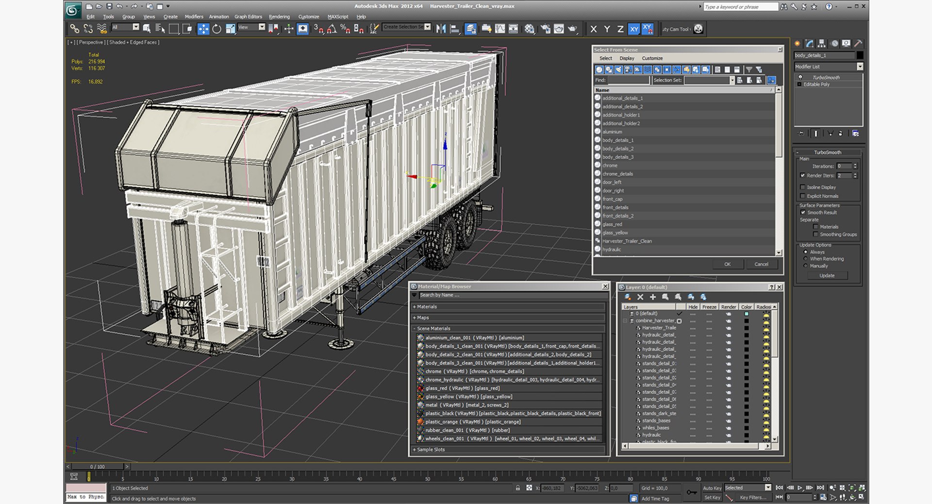 Harvester Trailer Clean 3D Model - TurboSquid 1330697