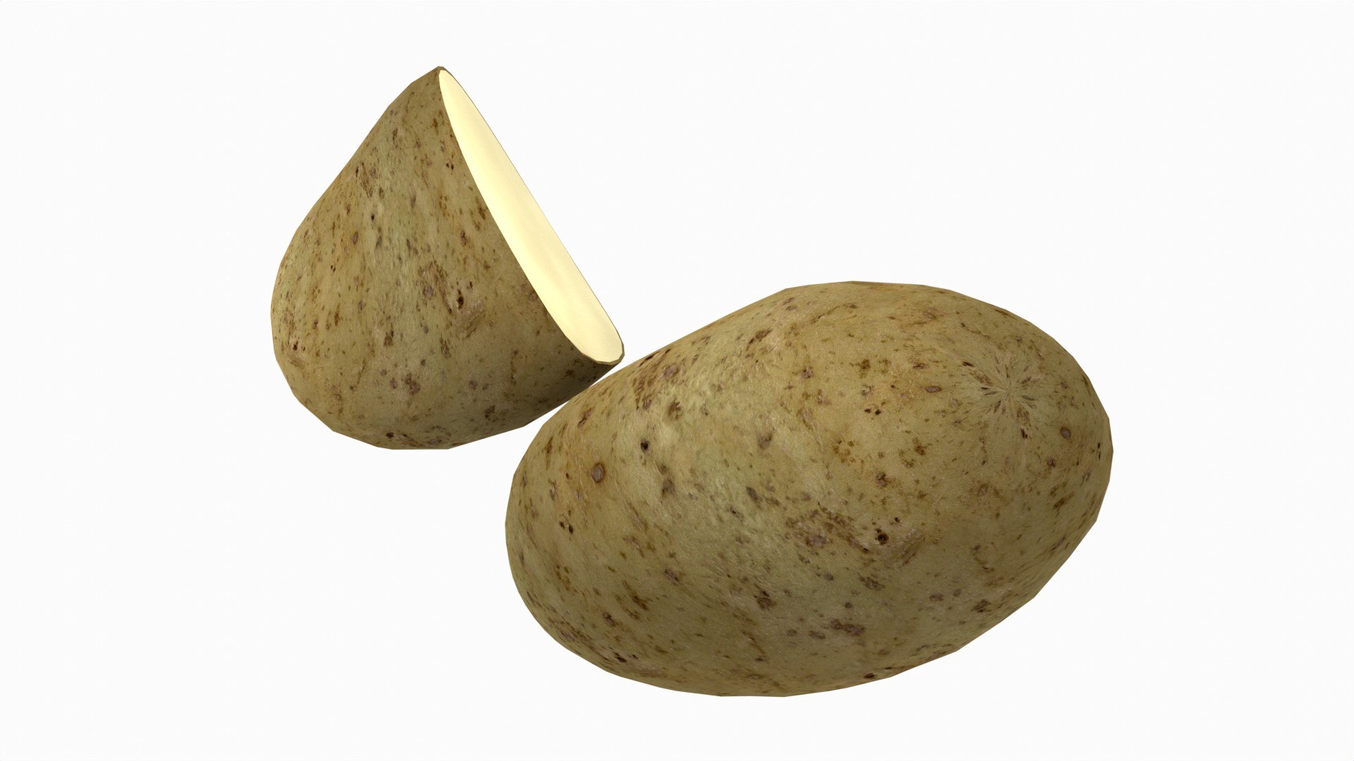 3D Raw Potato and Half Potato - TurboSquid 1979207
