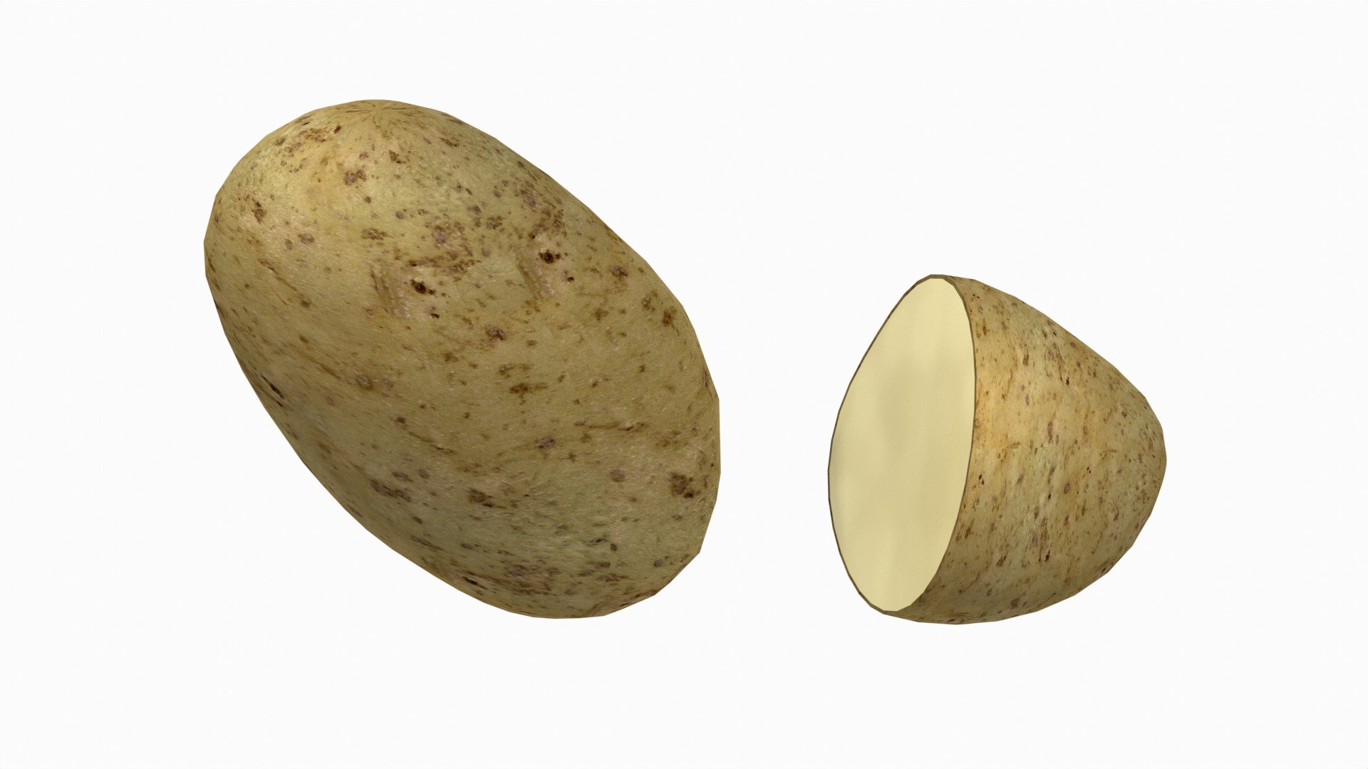 3D Raw Potato and Half Potato - TurboSquid 1979207