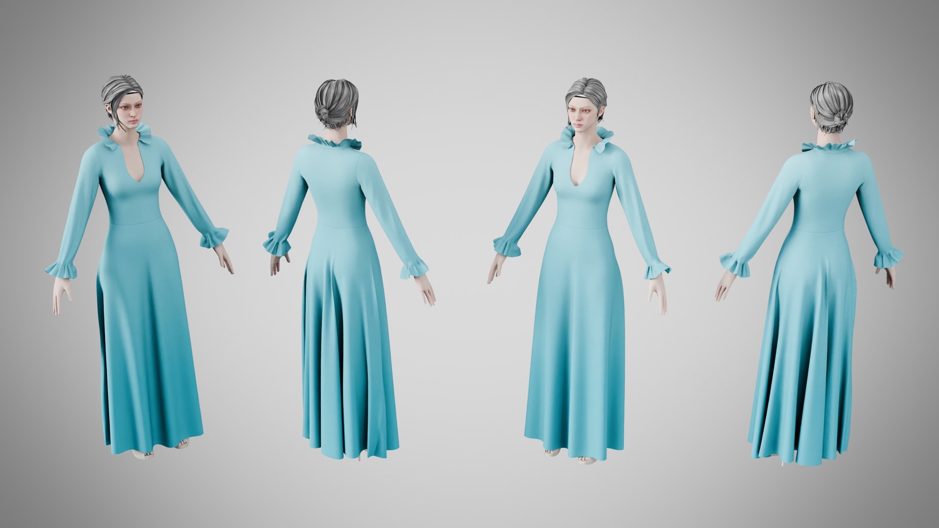 3D Dress 29 Sky Blue - TurboSquid 2488483
