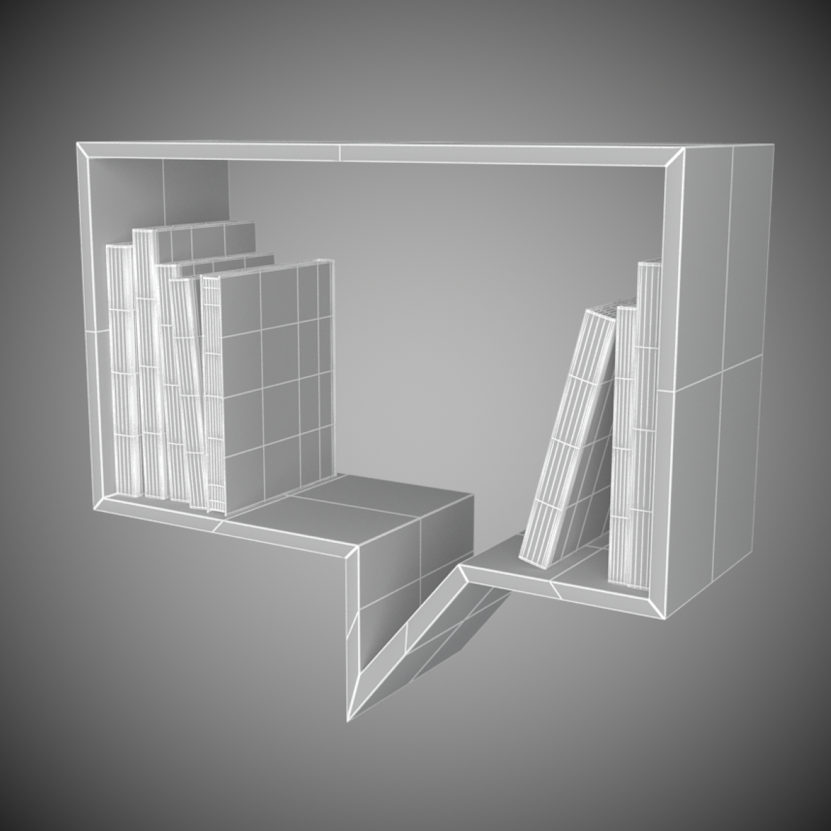free bookshelf modern 3d model