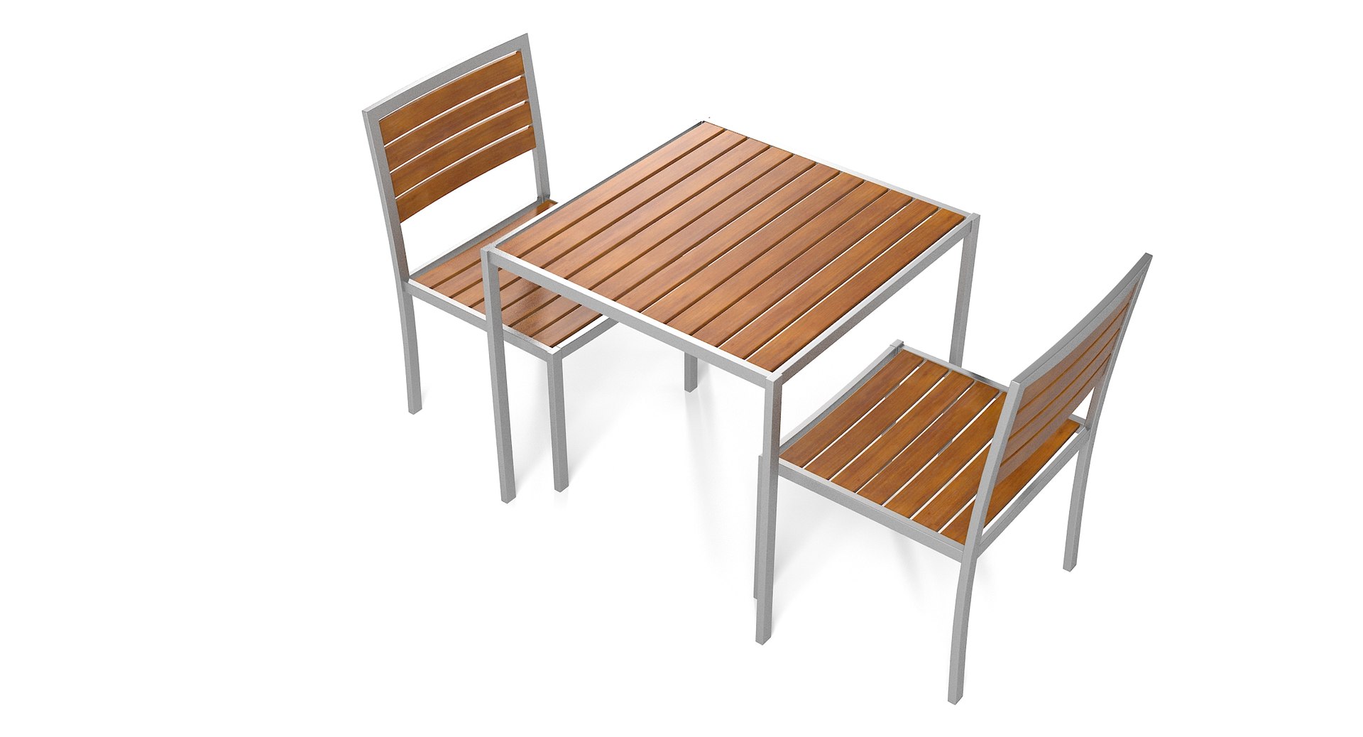 3d Model Steel Outdoor Cafe Teak