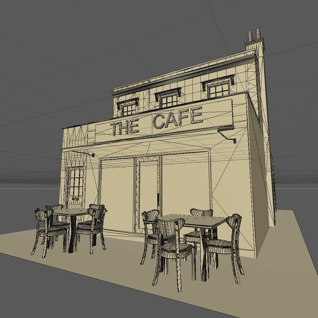 3d model cafe restaurant 2 exterior