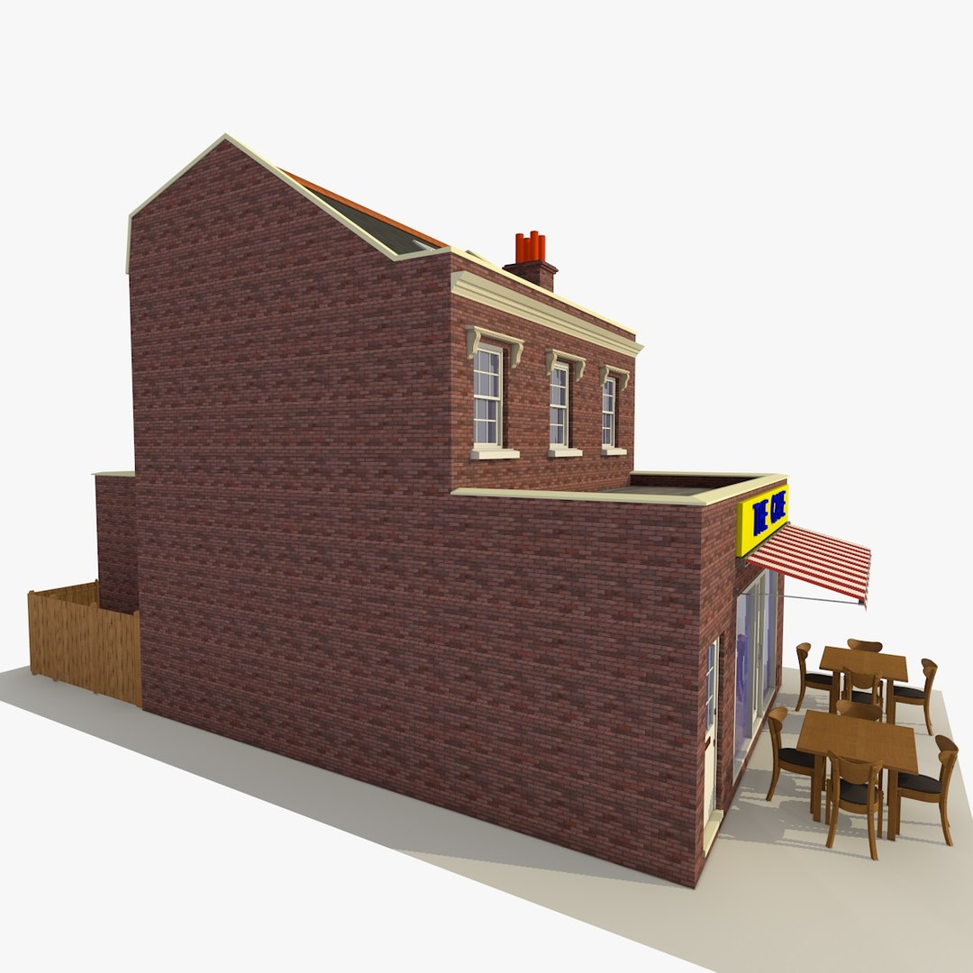 3d Model Cafe Restaurant 2 Exterior