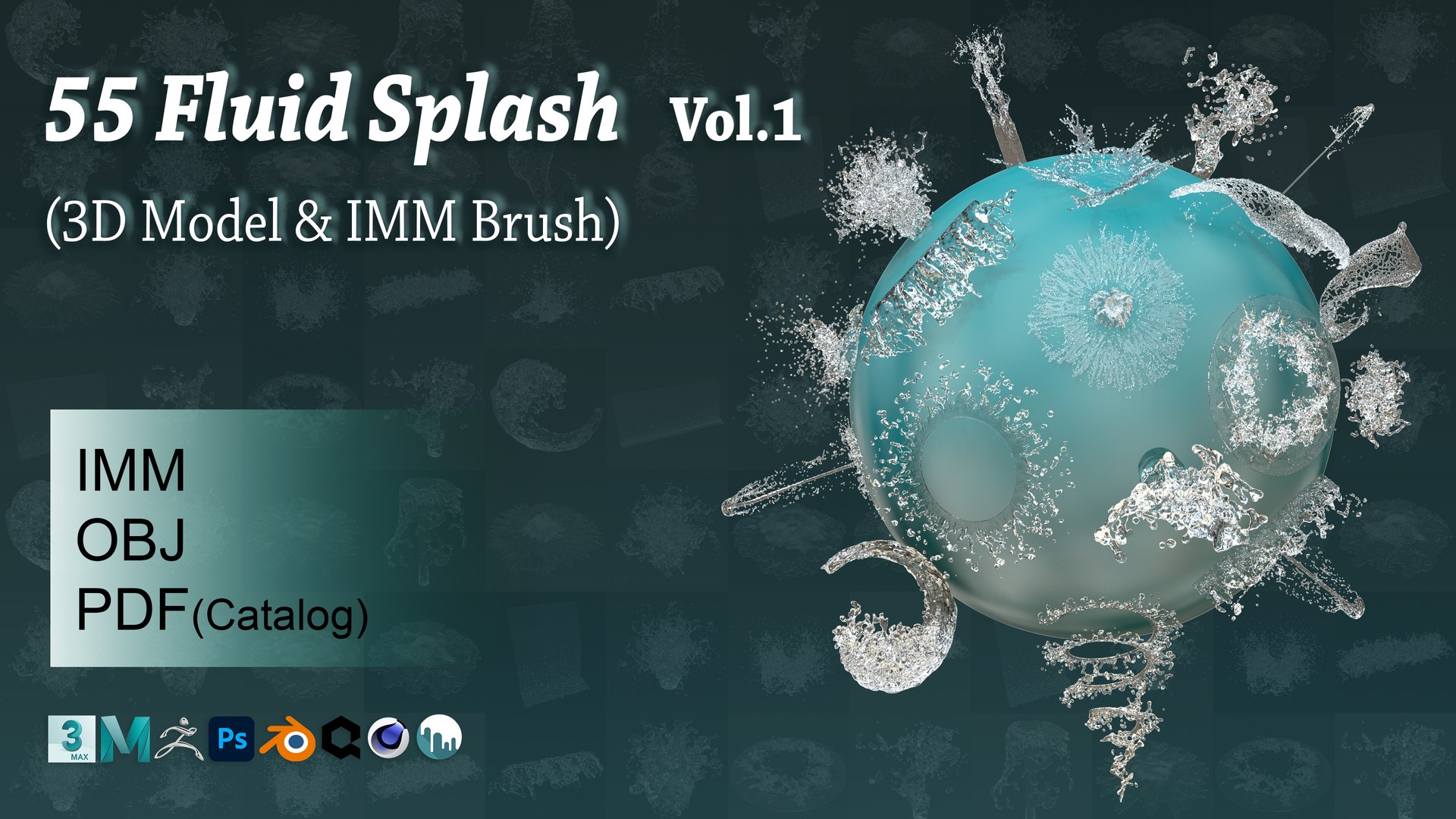 55 Fluid Splash 3D Model and IMM Brush Vol 1 3D 모델 - TurboSquid 1993583