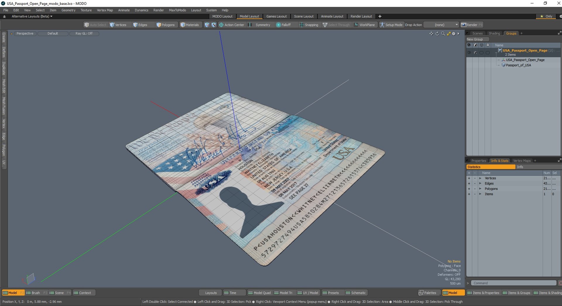 USA Passport Open Page 3D Model - TurboSquid 2219337