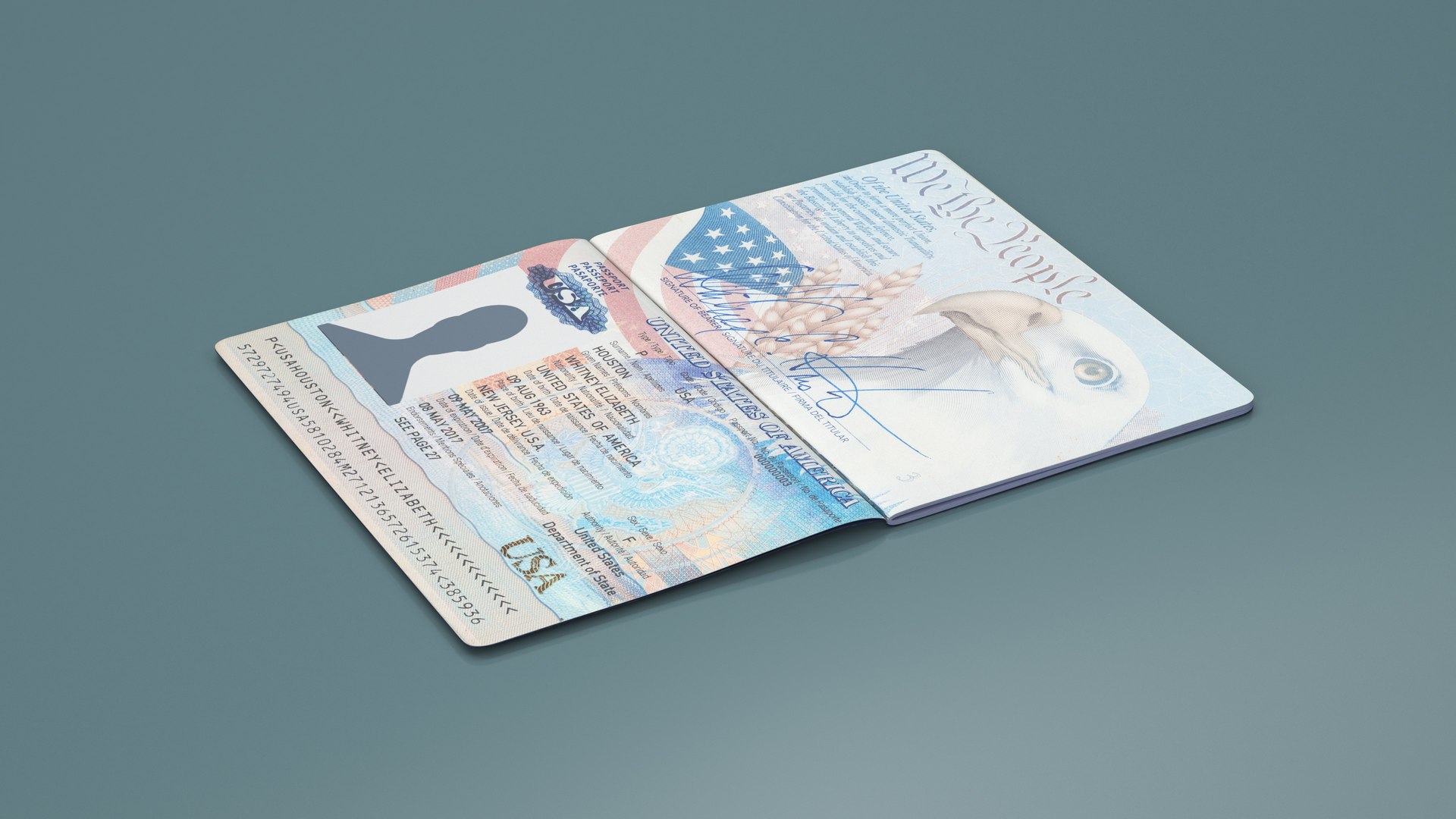 USA Passport Open Page 3D Model - TurboSquid 2219337