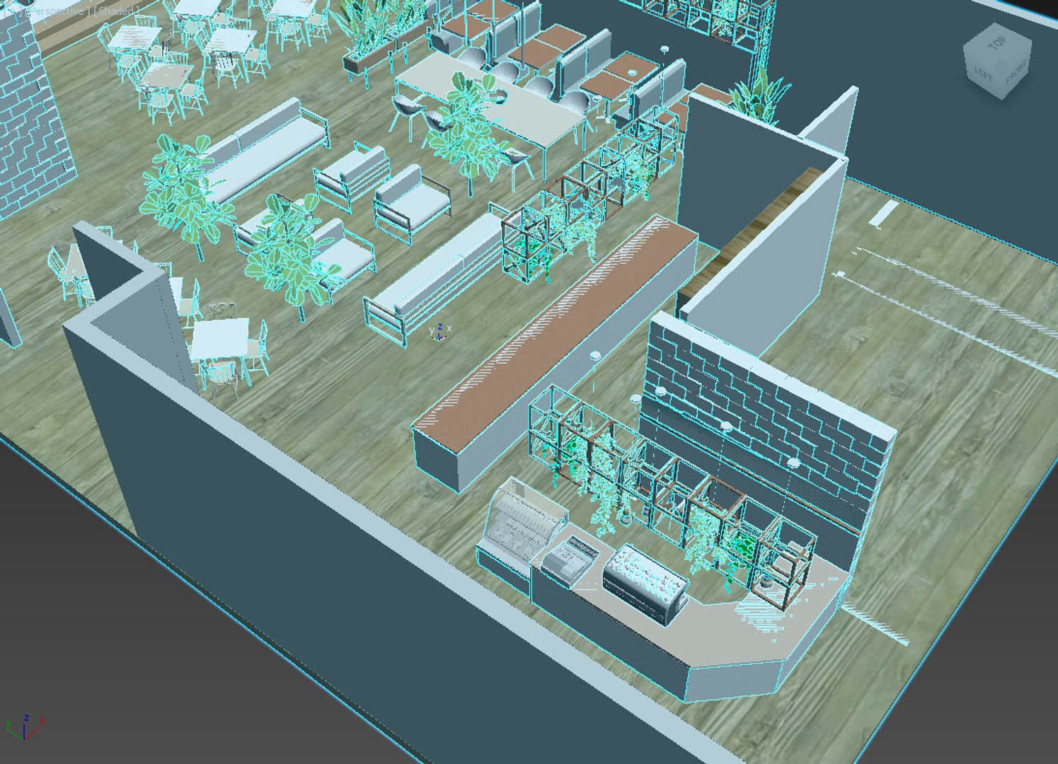3D coffee shop cafe interior - TurboSquid 1237112