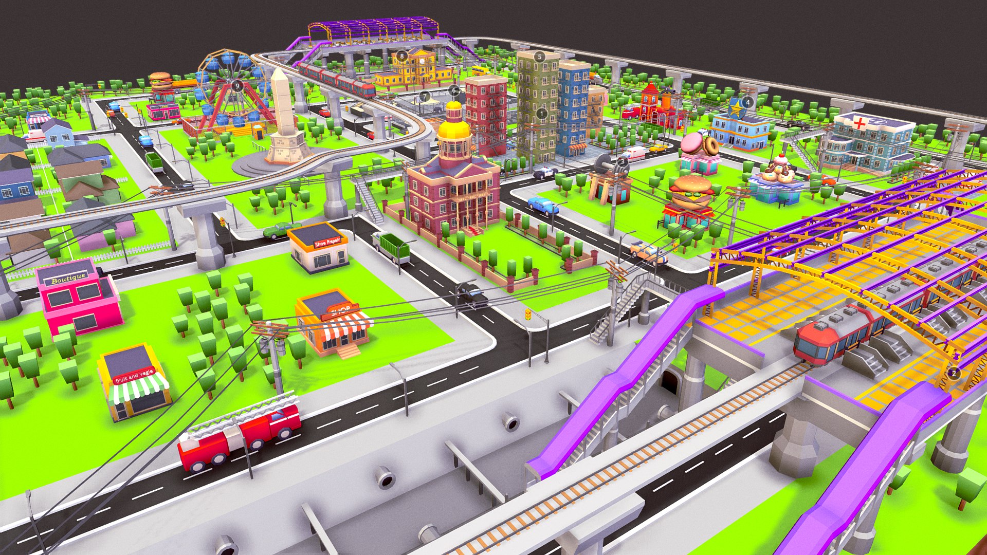 City Set - Low Poly Pack 3D model - TurboSquid 2038902