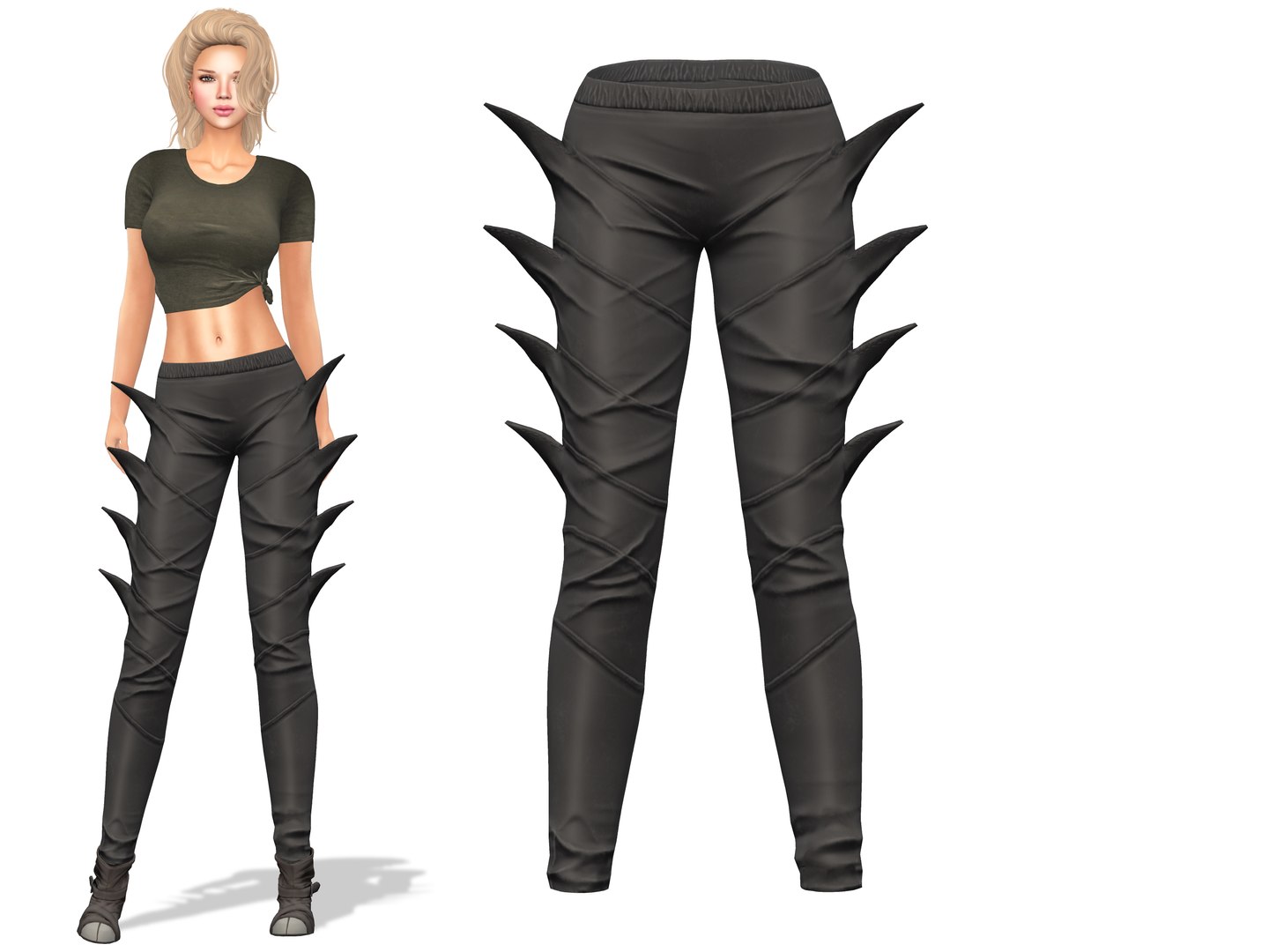 Armour Spikes Pants Leggings model - TurboSquid 1891368