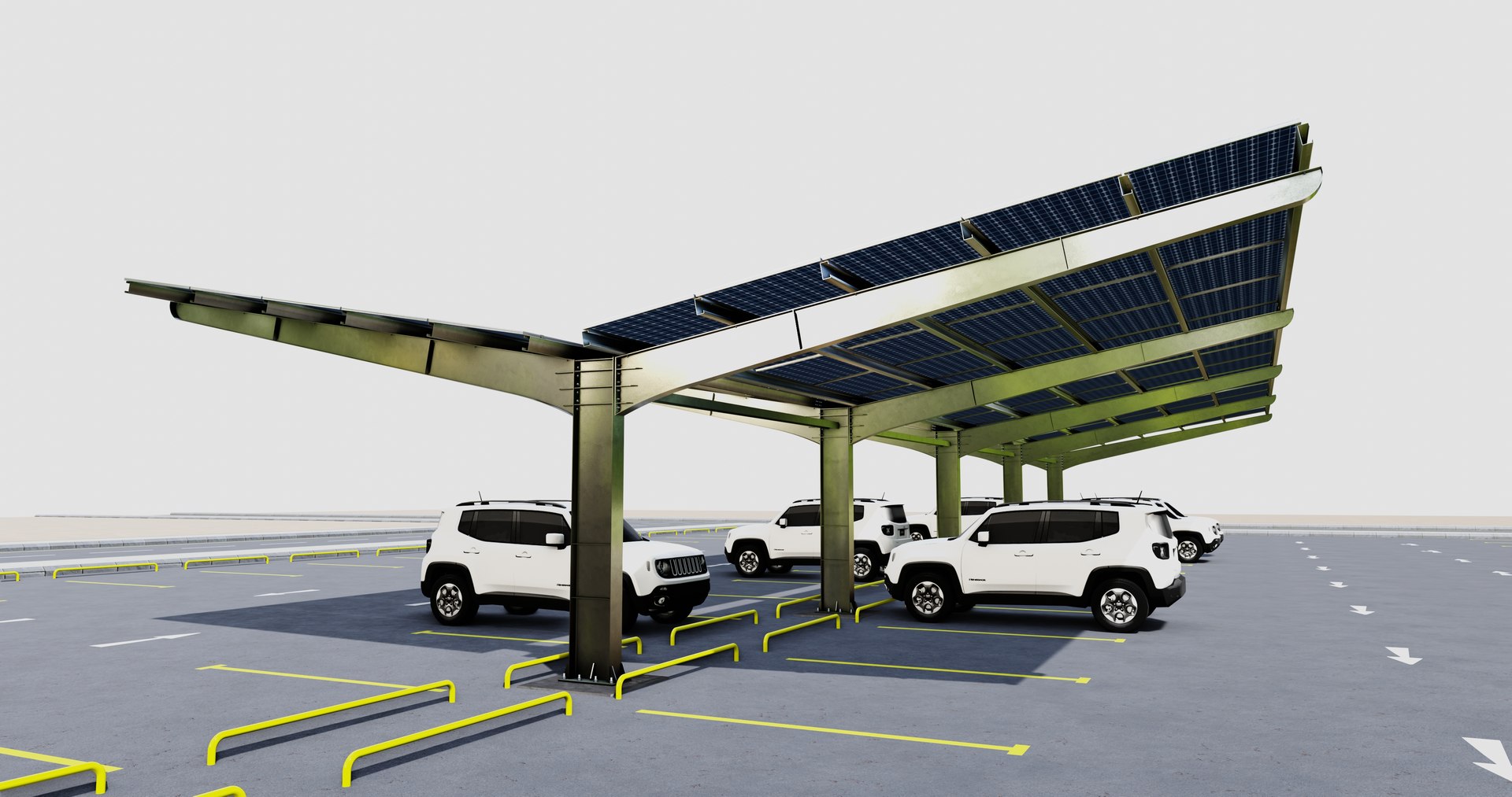 Y Type Solar Carport Type-1 Only Ground 3D Model - TurboSquid 2271439