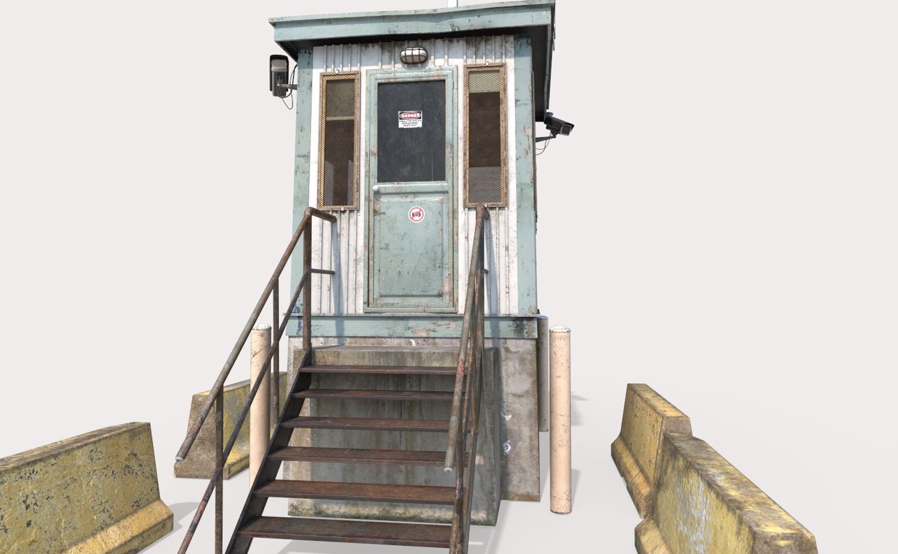 3D Security Booth With Roadblocks - TurboSquid 2086332