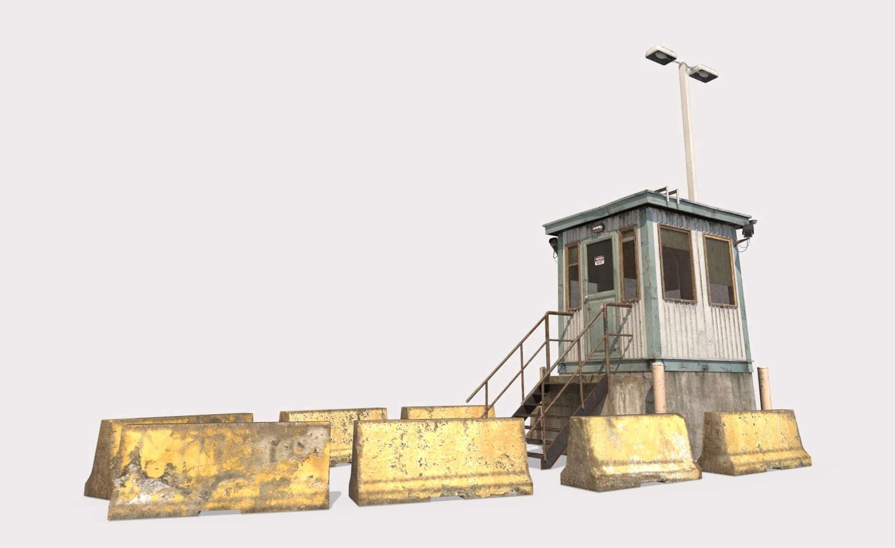 3D Security Booth With Roadblocks - TurboSquid 2086332