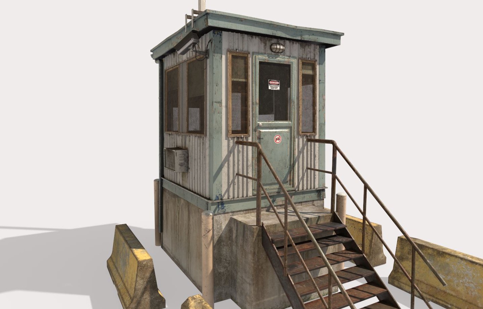 3D Security Booth With Roadblocks - TurboSquid 2086332