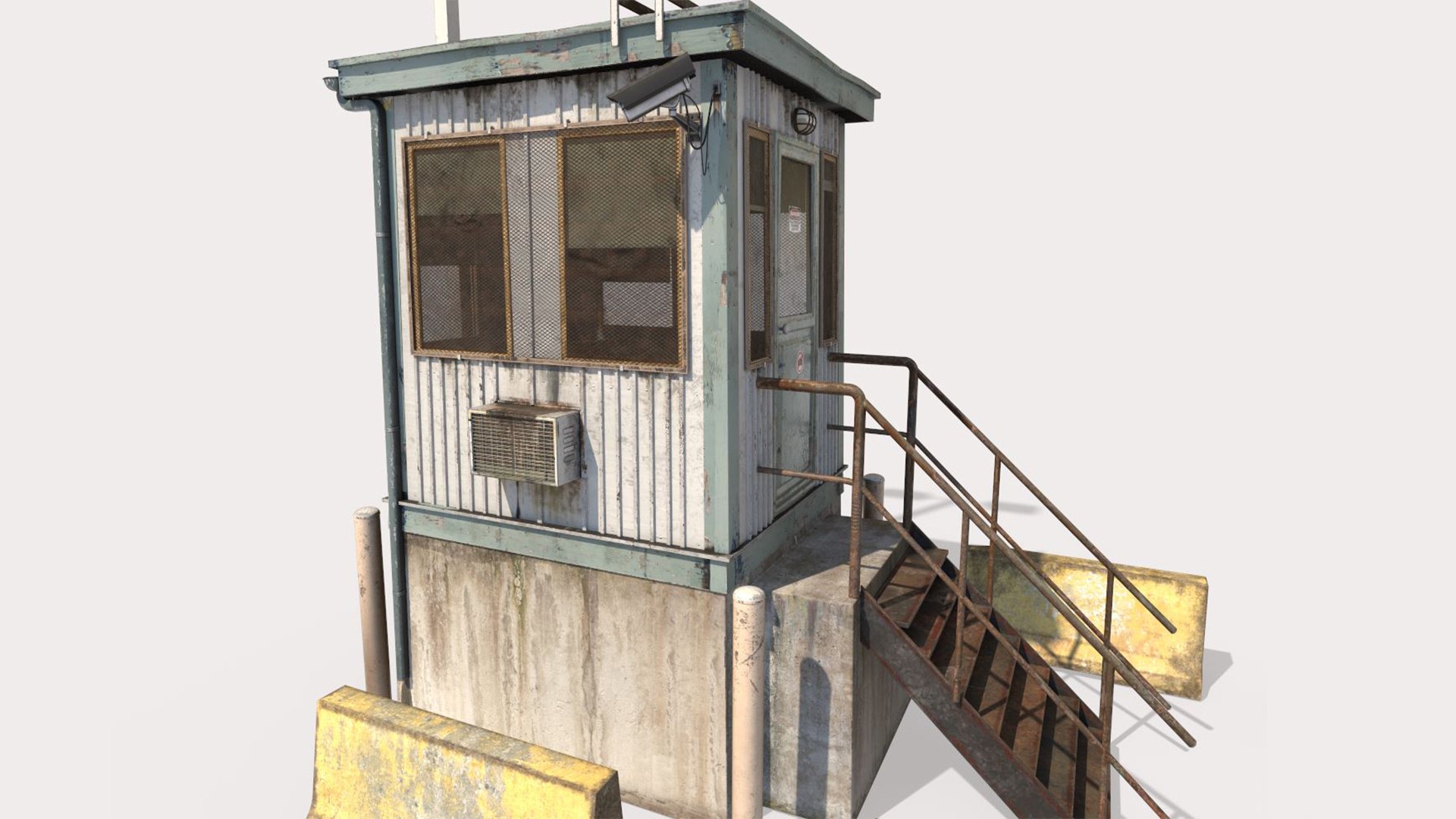 3D Security Booth With Roadblocks - TurboSquid 2086332