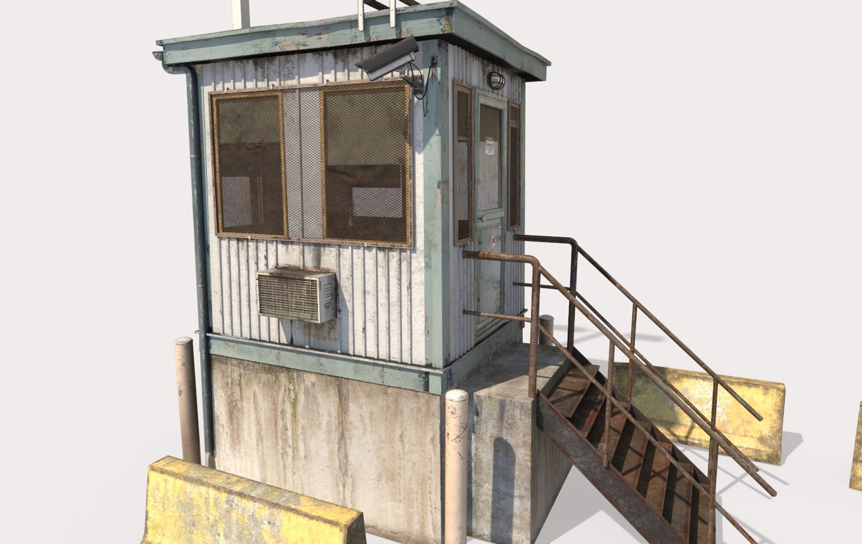 3D Security Booth With Roadblocks - TurboSquid 2086332