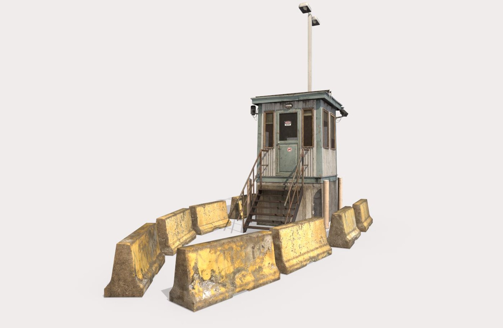 3D Security Booth With Roadblocks - TurboSquid 2086332