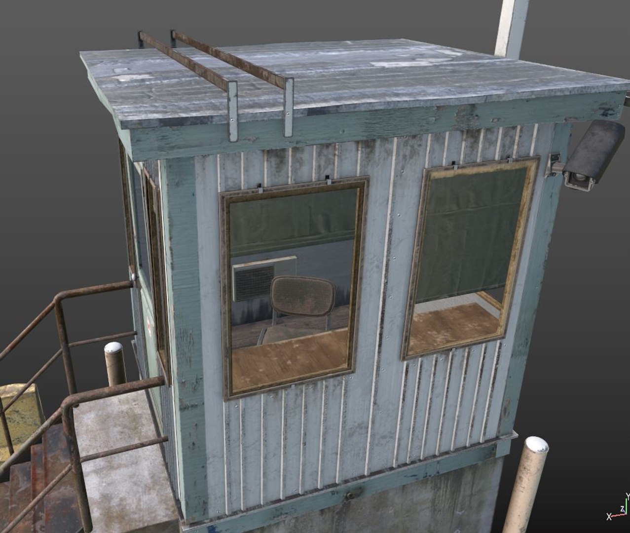3D Security Booth With Roadblocks - TurboSquid 2086332
