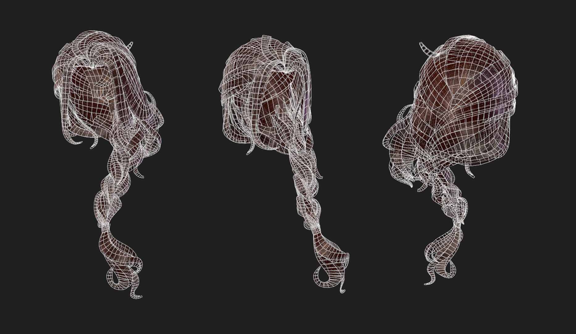 3D PBR Game Hair CG Hair Long Hair Big Waves Female Hair Beauty Hair 08 ...