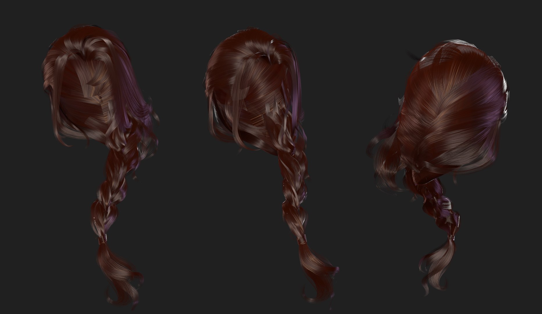 3D PBR Game Hair CG Hair Long hair Big waves Female Hair Beauty hair 08 ...