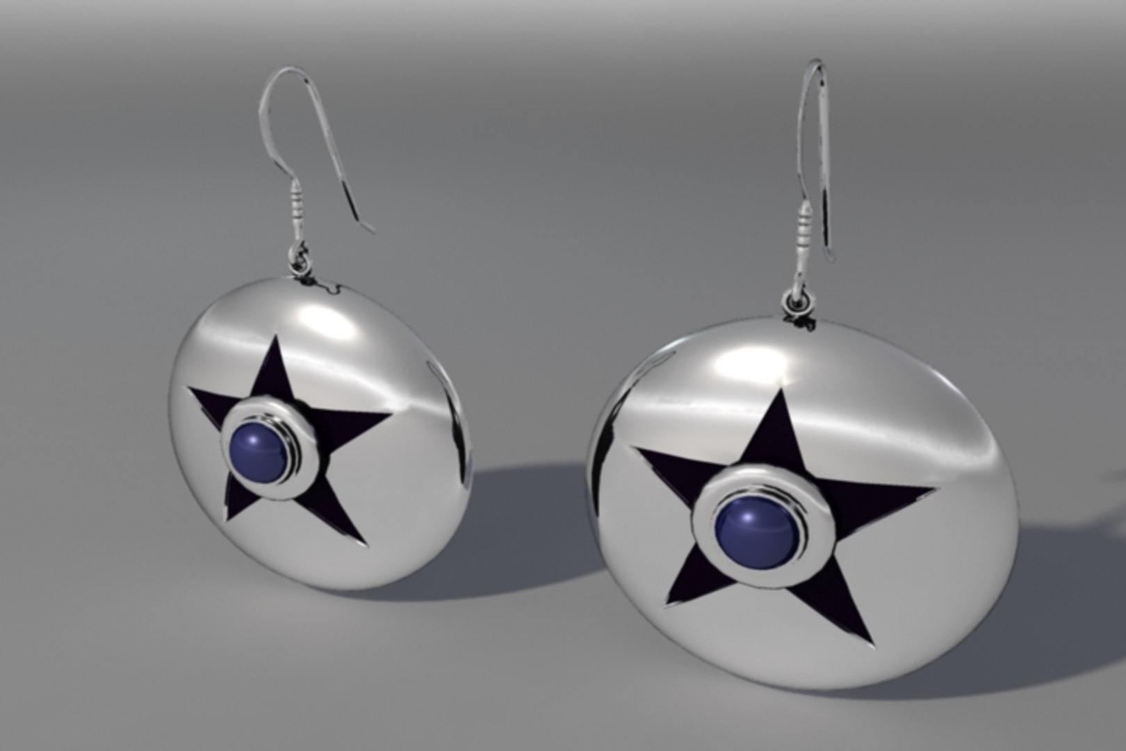 3d Earrings Star Silver Model