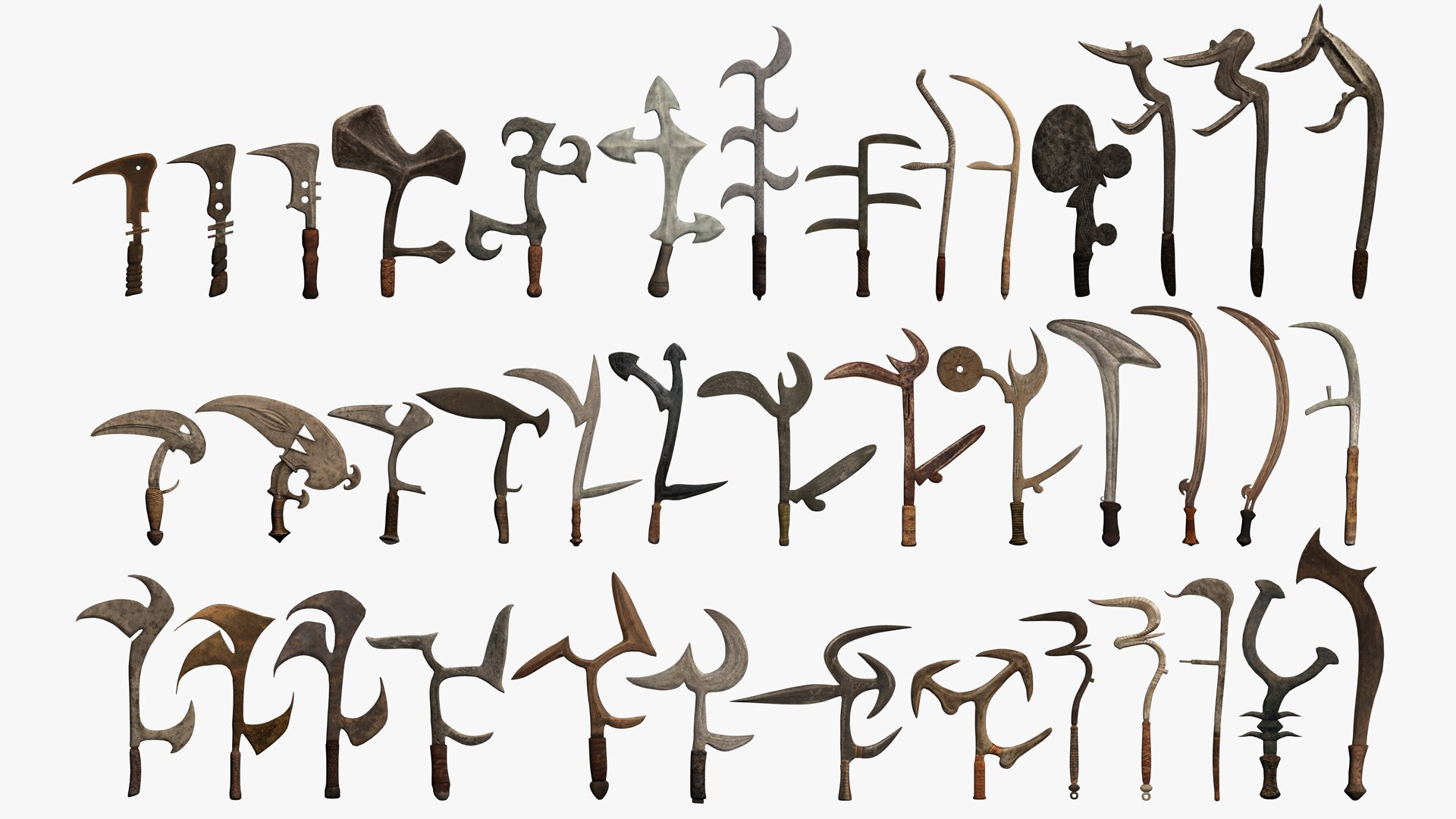 African Throwing Knives Collection 40 Pieces Model - TurboSquid 1905350