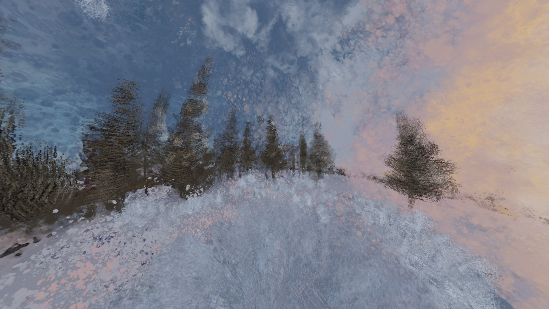 360 VR Panoramic Skybox equirectangular handpainted snow forest 3D ...