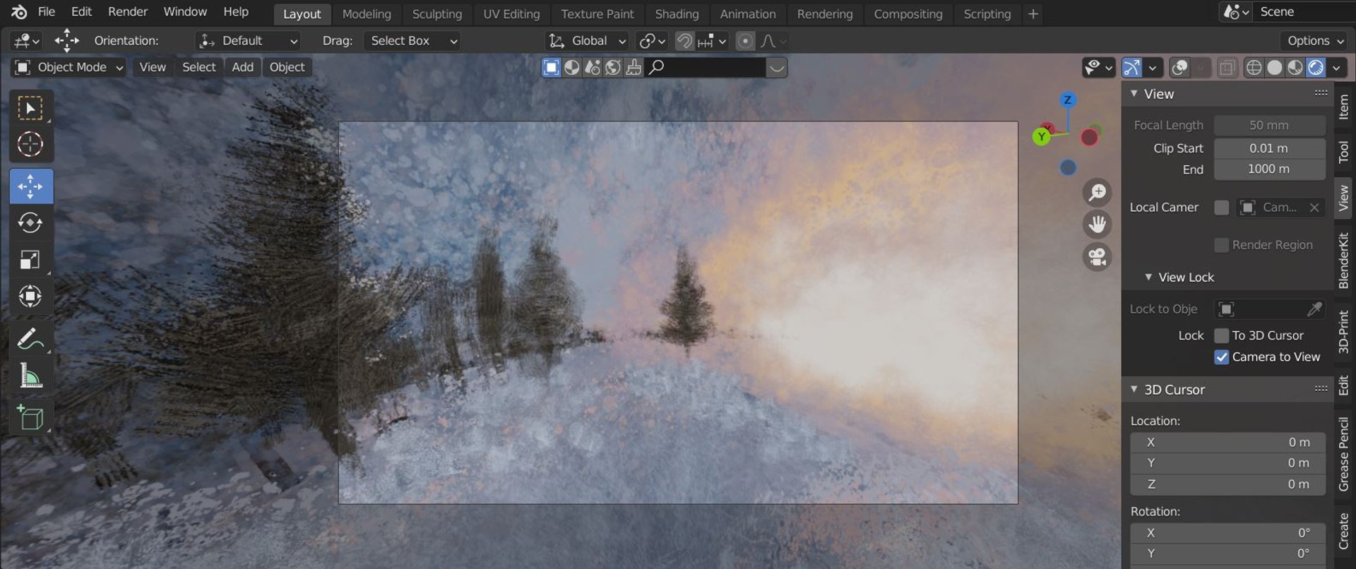 360 VR Panoramic Skybox equirectangular handpainted snow forest 3D ...