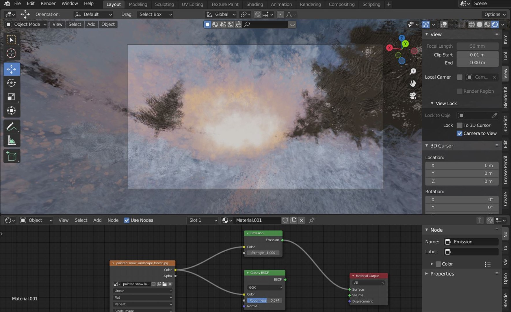 360 VR Panoramic Skybox equirectangular handpainted snow forest 3D ...