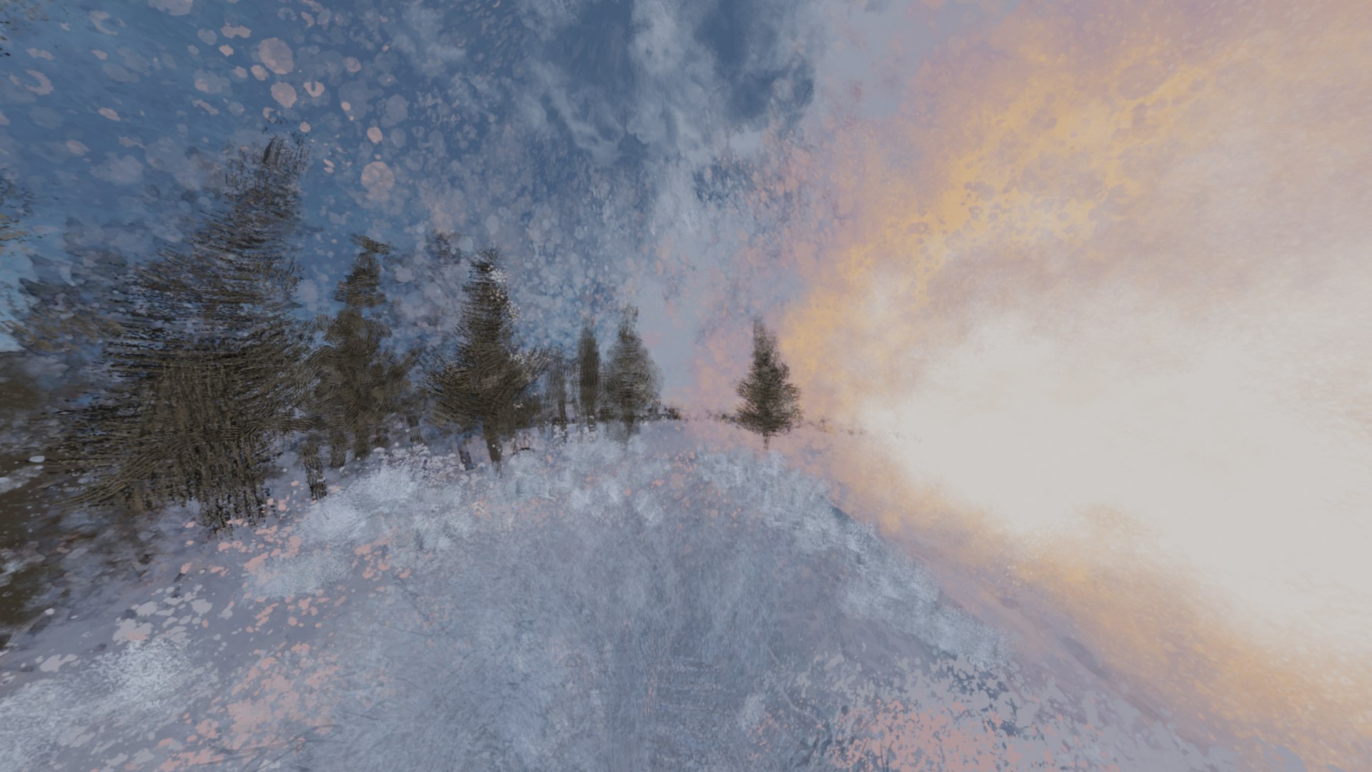 360 VR Panoramic Skybox equirectangular handpainted snow forest 3D ...