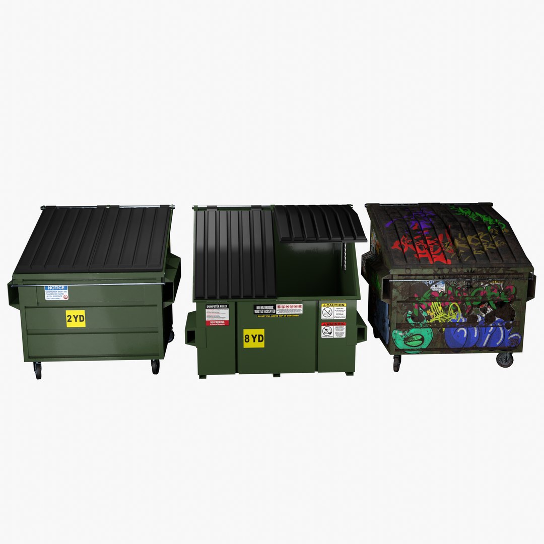 3D Green Dumpsters Collection Model - TurboSquid 2172131