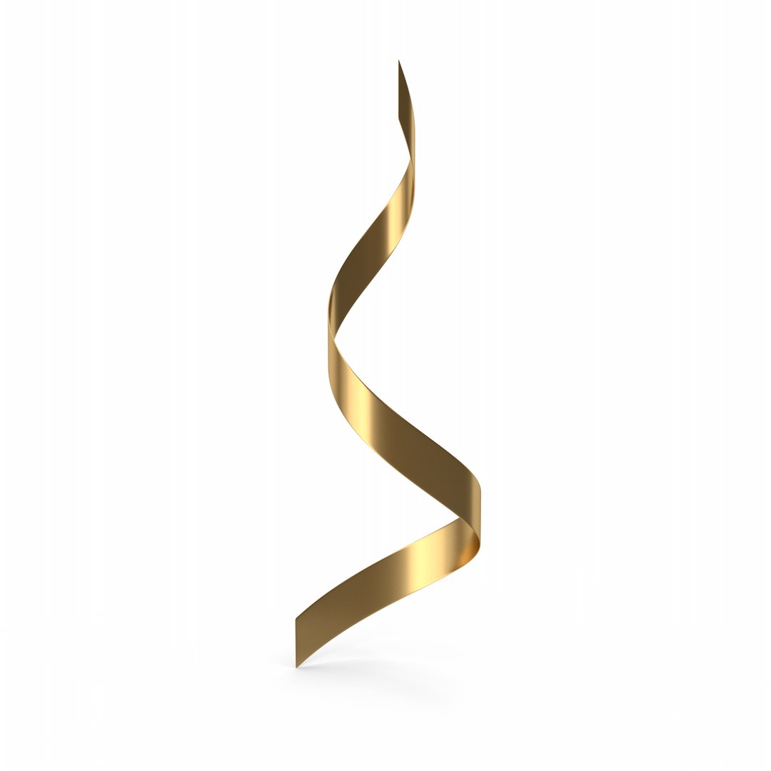 3D Gold Curly Ribbon - TurboSquid 2145158