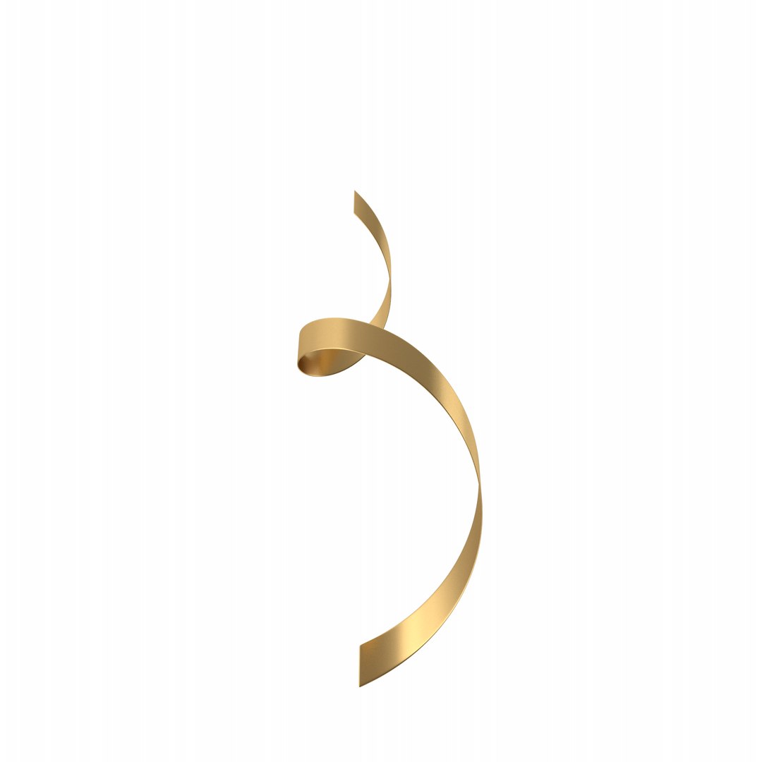 3D Gold Curly Ribbon - TurboSquid 2145158