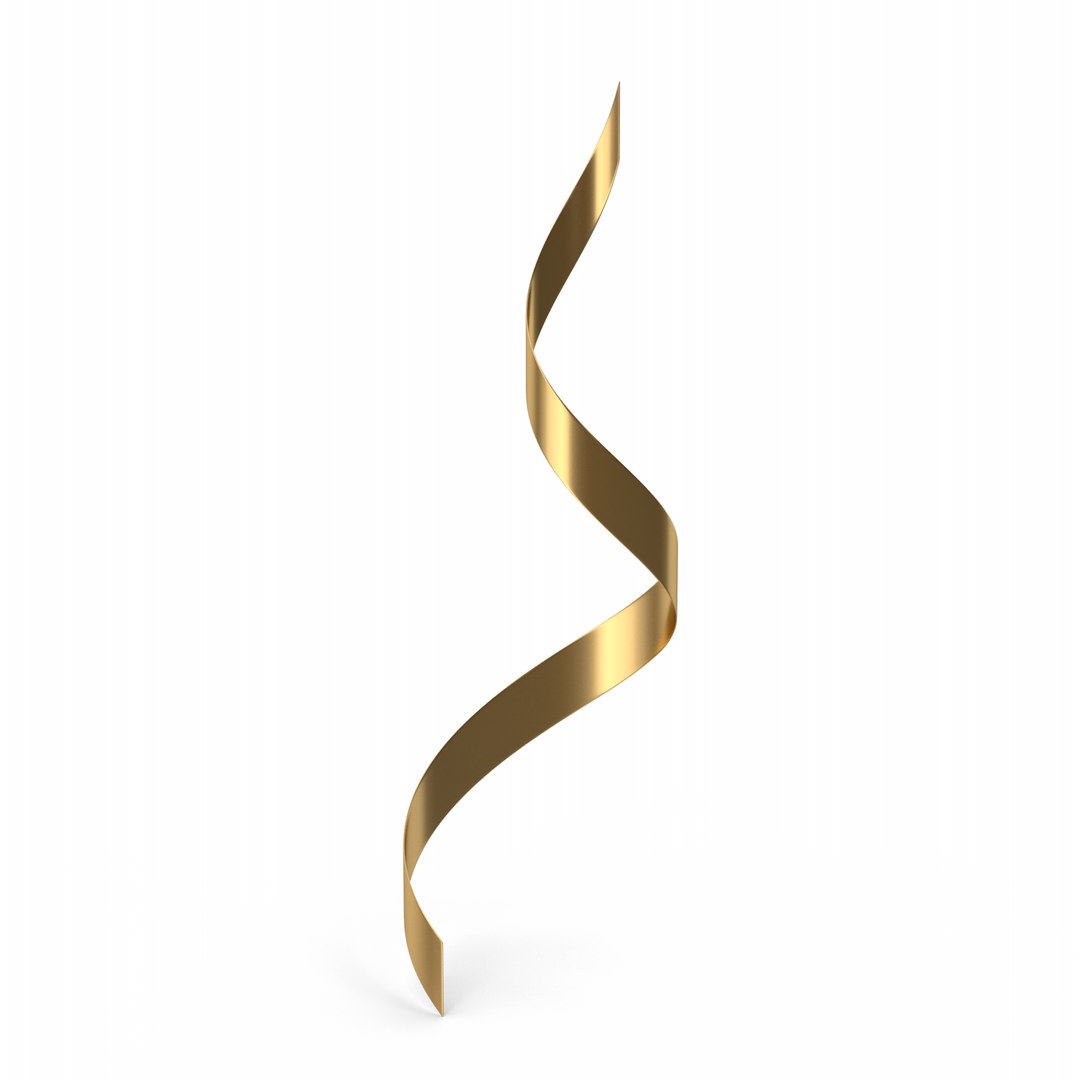 3D Gold Curly Ribbon - TurboSquid 2145158