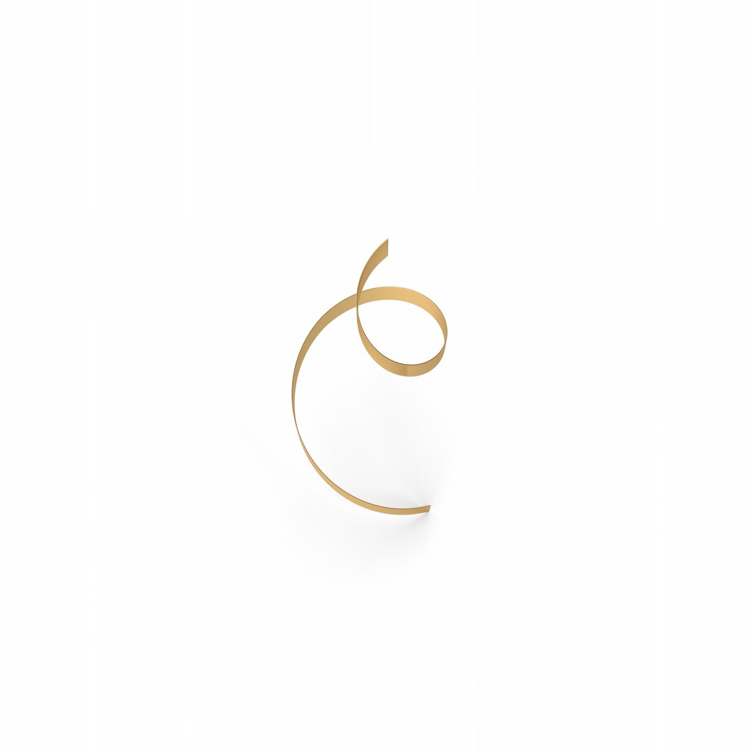 3D Gold Curly Ribbon - TurboSquid 2145158