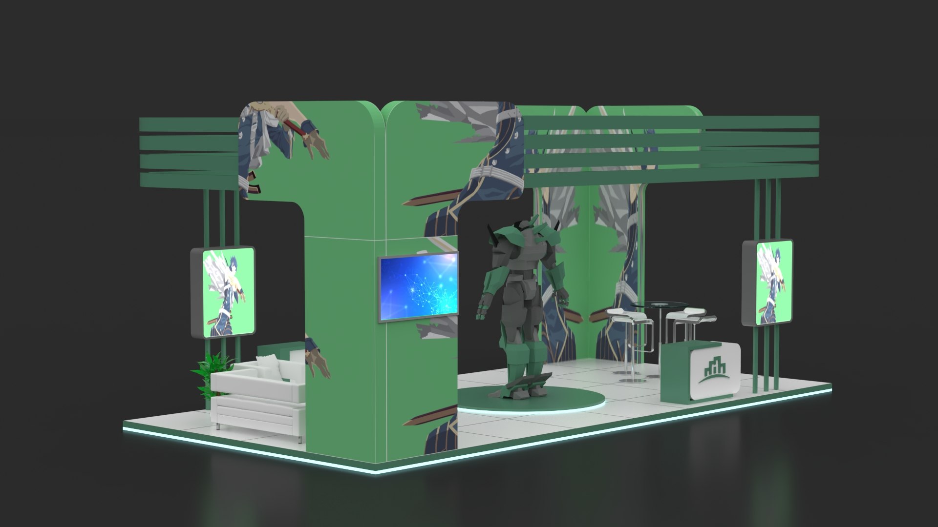 8x4 Booth For Gaming 3D Model - TurboSquid 2269717