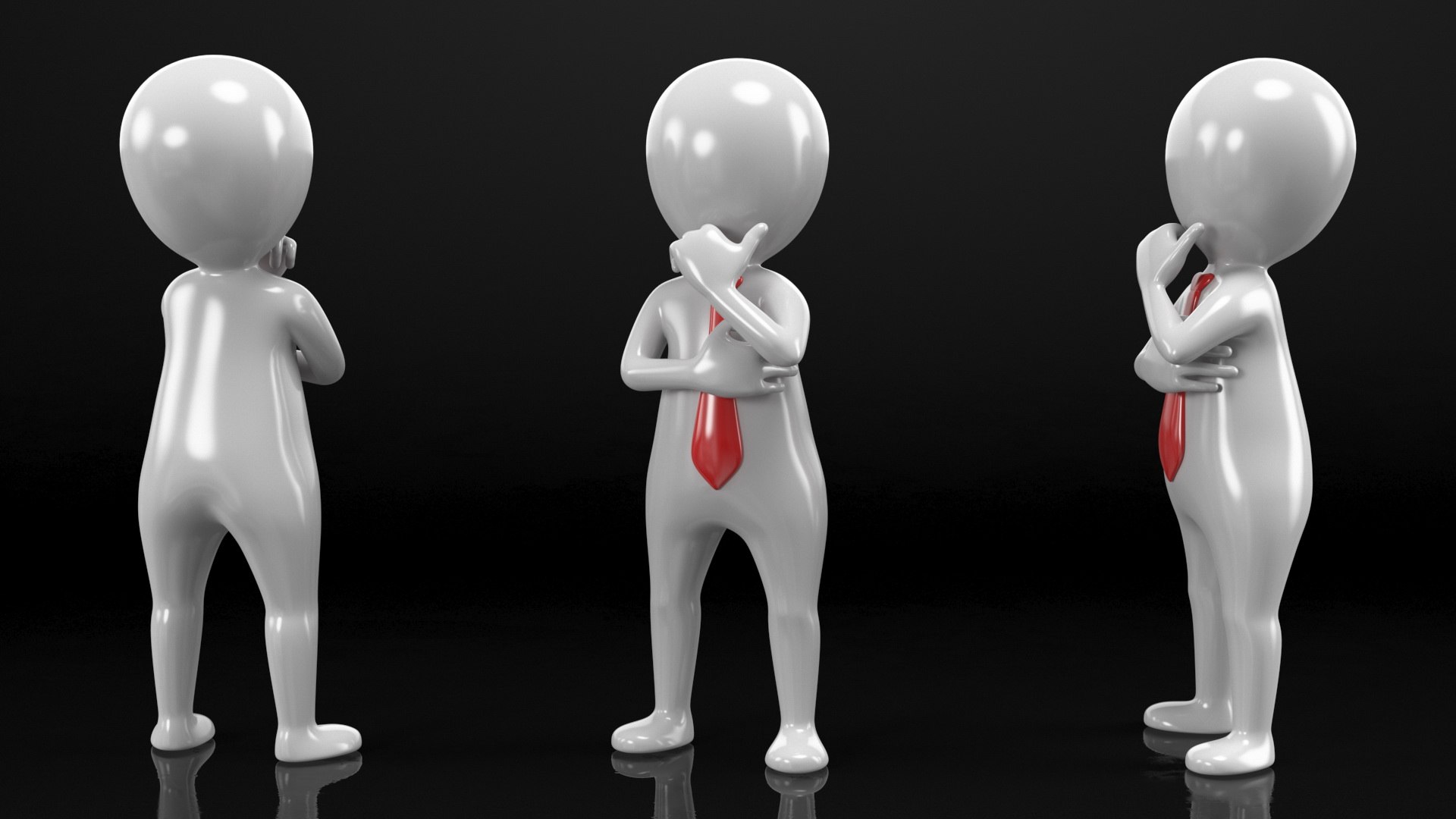 3D Thinking Stickman With Red Tie - TurboSquid 1893527