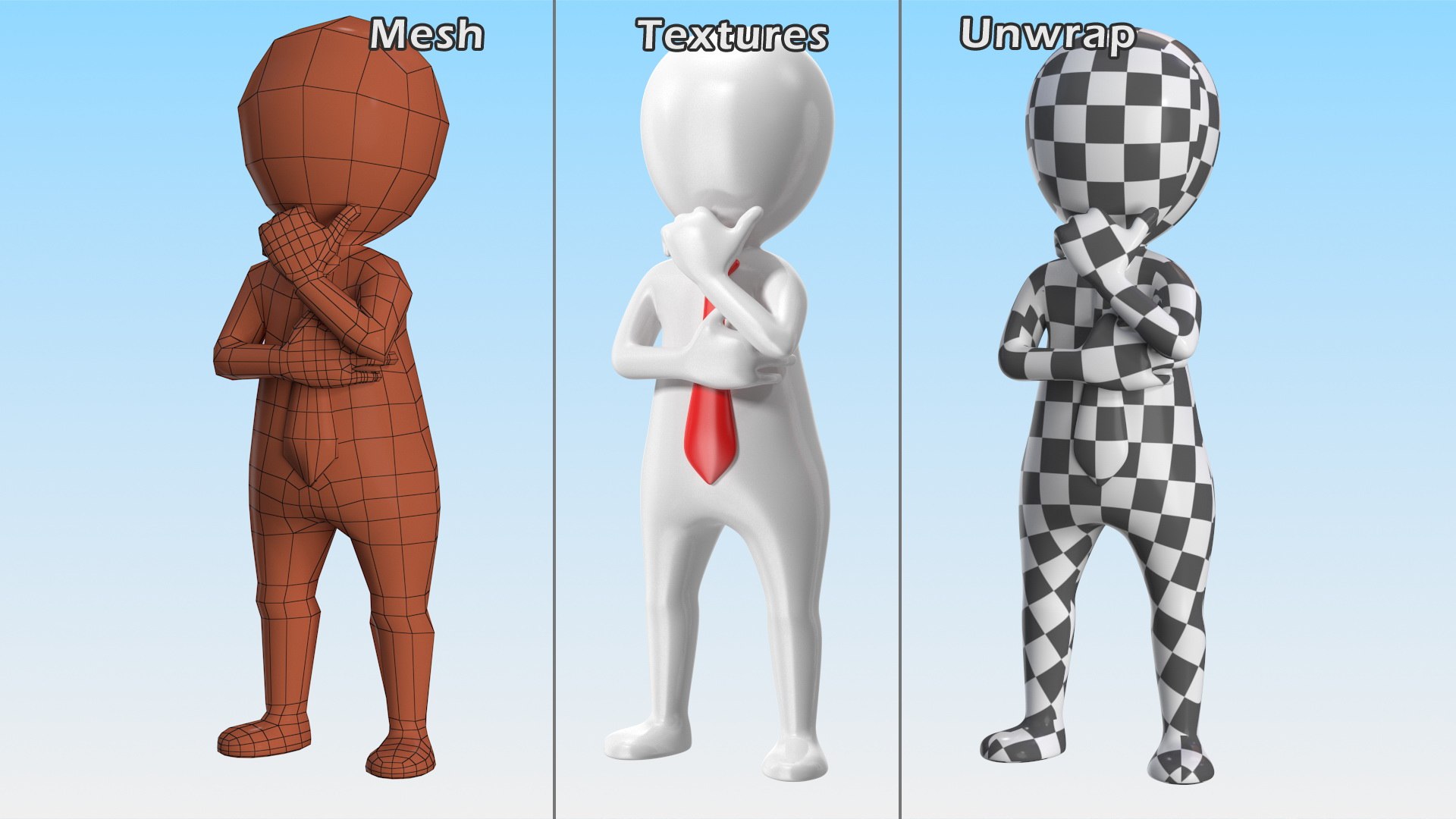 3D Thinking Stickman With Red Tie - TurboSquid 1893527