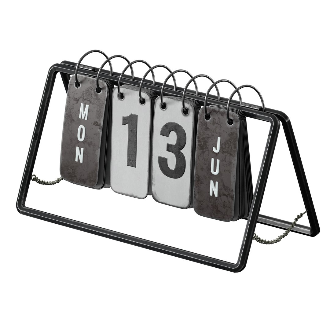 3D Metal Swing Calendar Plate On A Spring Model - TurboSquid 2212520