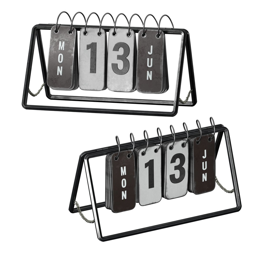 3D Metal Swing Calendar Plate On A Spring Model - TurboSquid 2212520