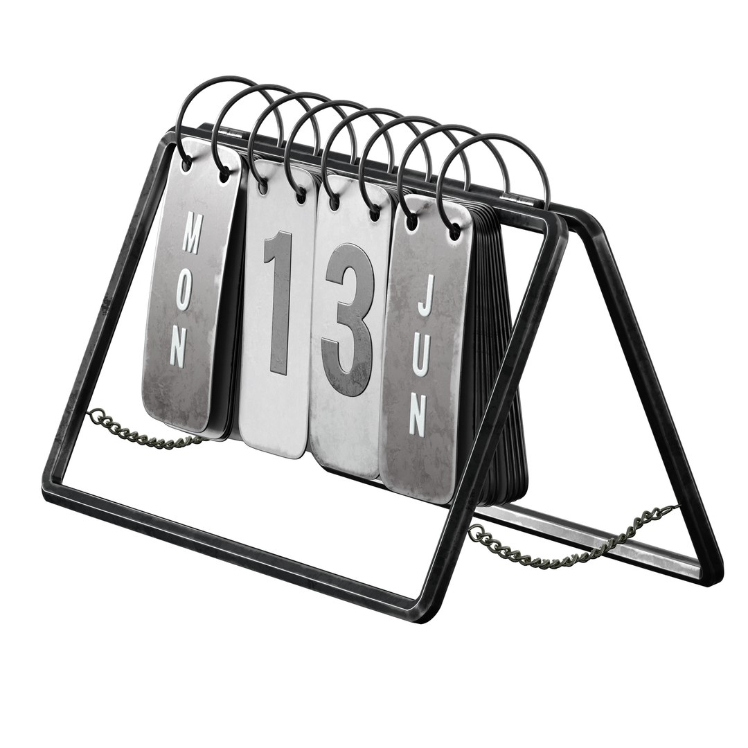 3D Metal Swing Calendar Plate On A Spring Model - TurboSquid 2212520