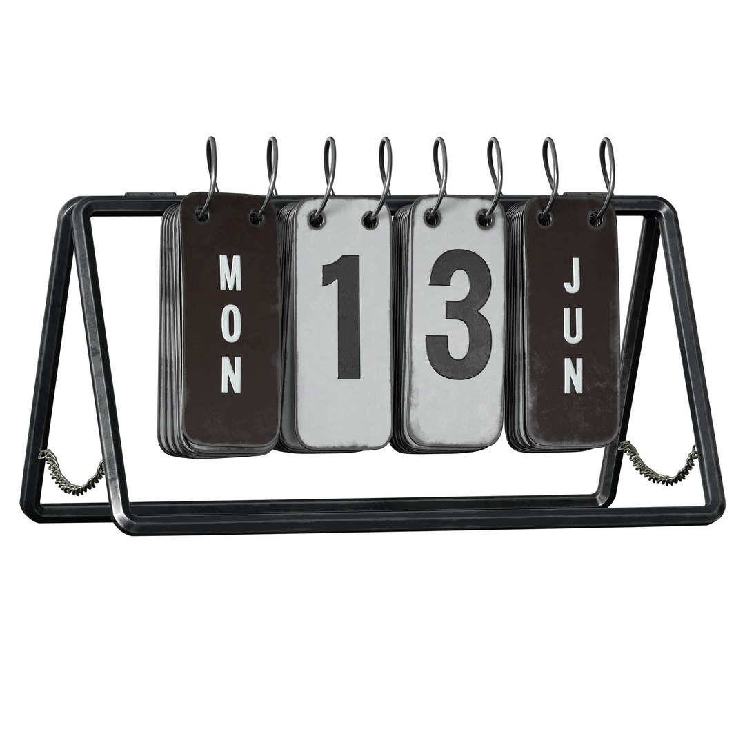 3D Metal Swing Calendar Plate On A Spring Model - TurboSquid 2212520