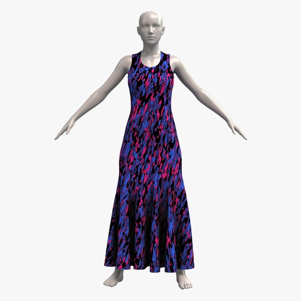 model Female Dress 008 Material 09 Mannequin 01 Pose 01 PBR 4K3Dモデル ...