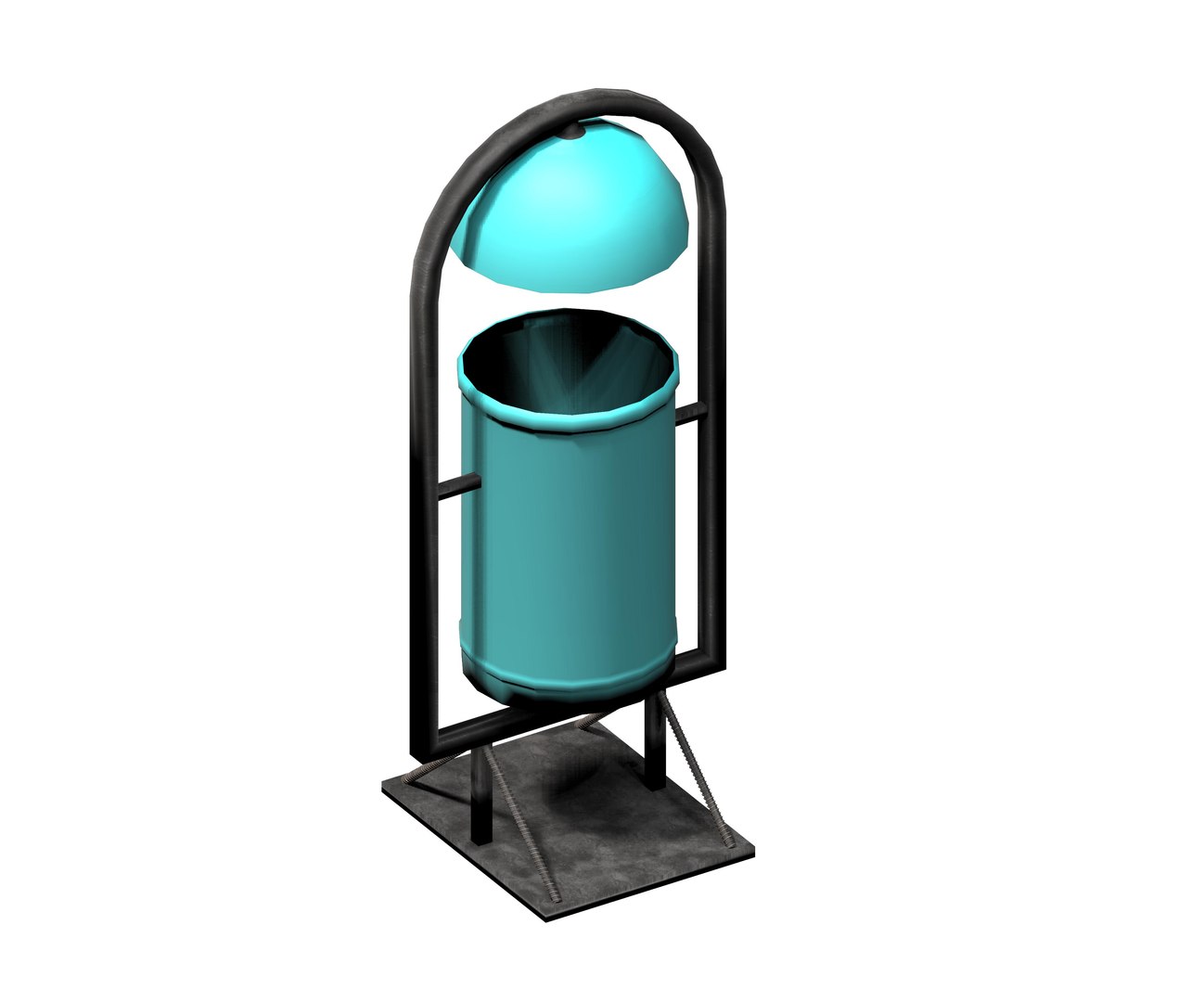 3D Turquoise Circular Cage Type Trash Can With Tap Cover - TurboSquid ...