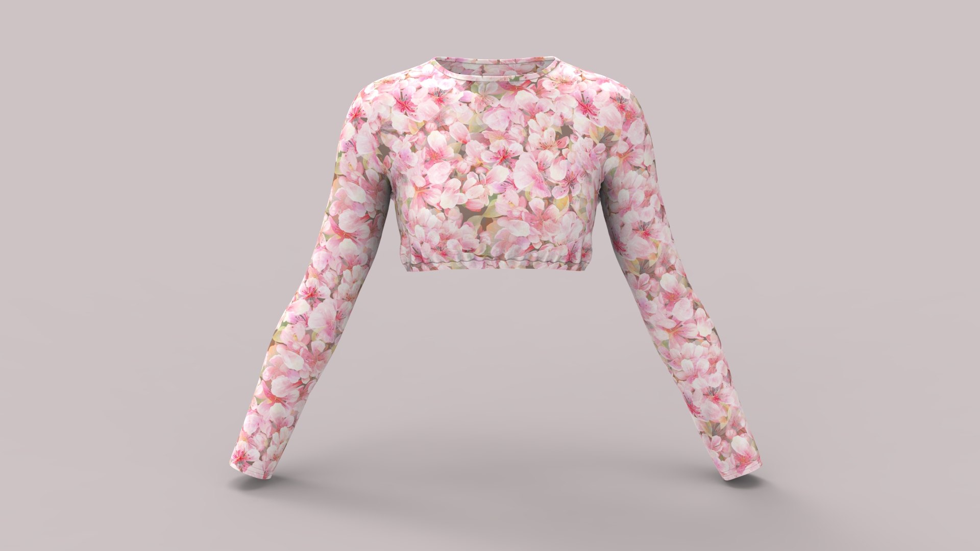 Slim Fit Long Sleeve Crop Top 3D model - TurboSquid 1927415